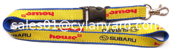 Premium quality polyester double layer stitched lanyard with jacquard logo, China factory, supplier