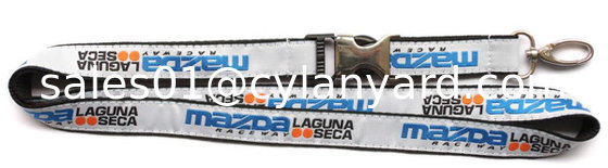 Tailor made promotional giveaway polyester and jacquard ribbon double layered neck lanyard supplier