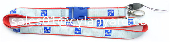 Polyester satin double layered neck lanyards detachable buckle, safety release neck straps supplier