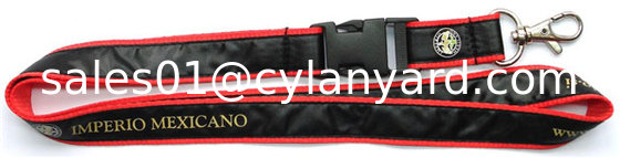 Polyester satin double layered neck lanyards detachable buckle, safety release neck straps supplier