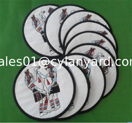 Embroidered table coasters, merrow border, exquisite embroidered cotton coaster for table supplier