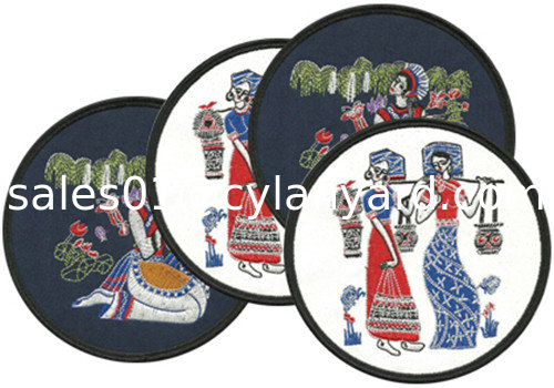 Embroidered drink coasters tableware, vintage cotton cup coaster with embroidered design, supplier