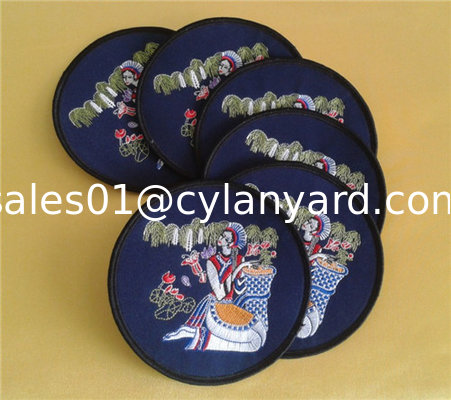 Deluxe embroidered cloth coasters for table decoration, luxury embroidered cotton coaster, supplier