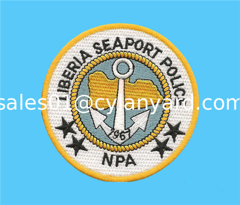 Embroidered police crest patches, garment accessory embroidered shoulder epaulettes patch, supplier