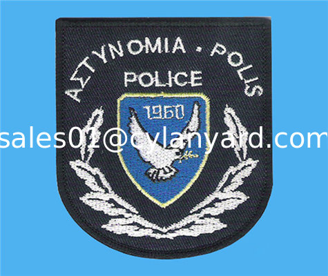 Embroidered police crest patches, garment accessory embroidered shoulder epaulettes patch, supplier