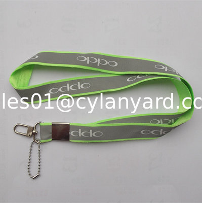 Reflective lanyard with reflective band and screen printed logo, high quality affordable supplier