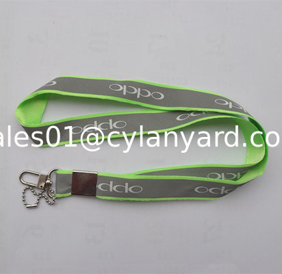 Reflective lanyard with reflective band and screen printed logo, high quality affordable supplier