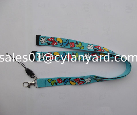 Economical promotional polyester lanyards, flat polyester badge lanyard with dog hook, supplier