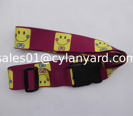 Imprinted polyester security luggage bag belt lanyard, with and without digital code lock, supplier