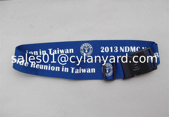 Custom made polyester travel bag security belt with or without digital code lock, supplier