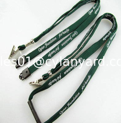 Tube polyester badge lanyard with metal clip, tubular polyester ID card holder neck straps supplier