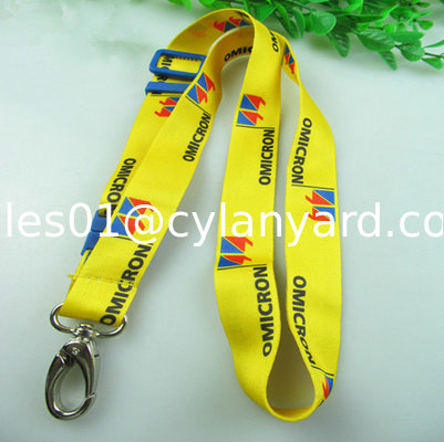 Adjustable heat transfer full color lanyards with metal hook and safety breakaway buckle, supplier