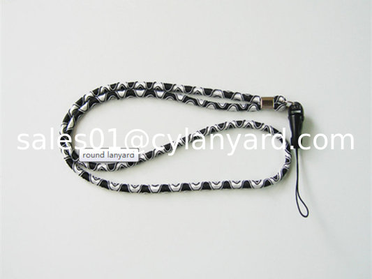 Round cord rope mobile phone lanyard,fabric round cord neck strap with phone string holder supplier