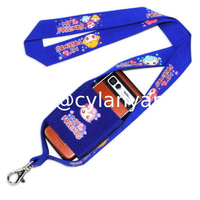 Polyester knit mobile phone pouch lanyard, custom knitted phone bag holder lanyards, supplier