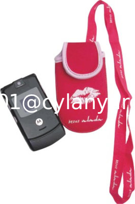 Neoprene phone sleeve case,Neoprene mobile pouch,with or without lanyard,embroidered logo supplier