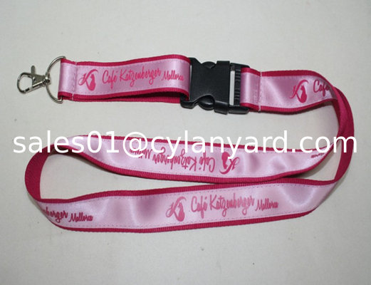 Transfer print satin label overlay lanyards with metal egg hook,custom satin lanyards, supplier