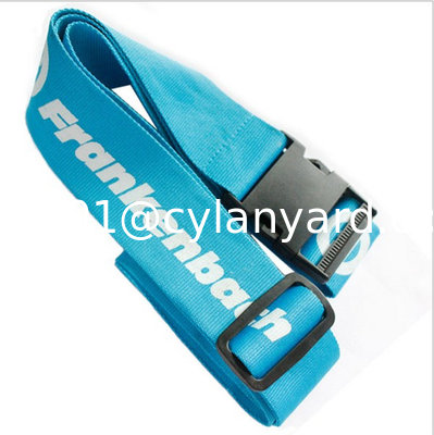Imprinted polyester security luggage bag belt lanyard, with and without digital code lock, supplier