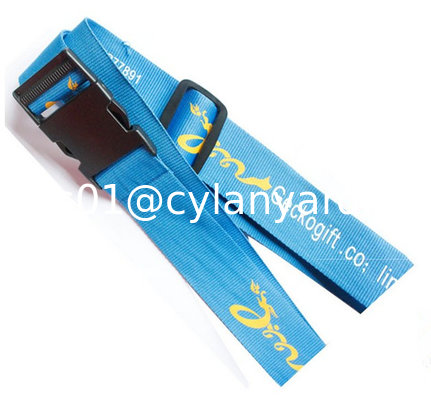Imprinted polyester security luggage bag belt lanyard, with and without digital code lock, supplier