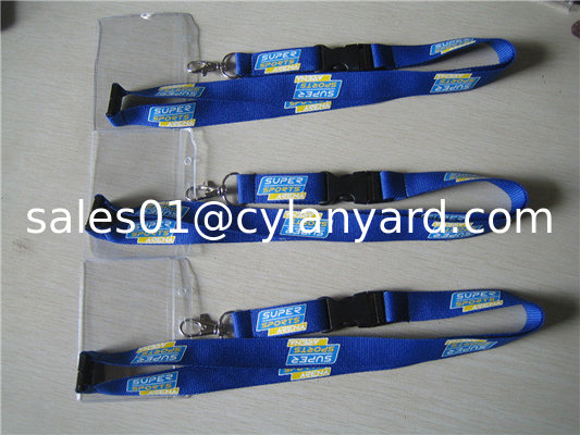Wholesale Imprint polyester id badge lanyard with clear card pouch, polyester id lanyard, supplier