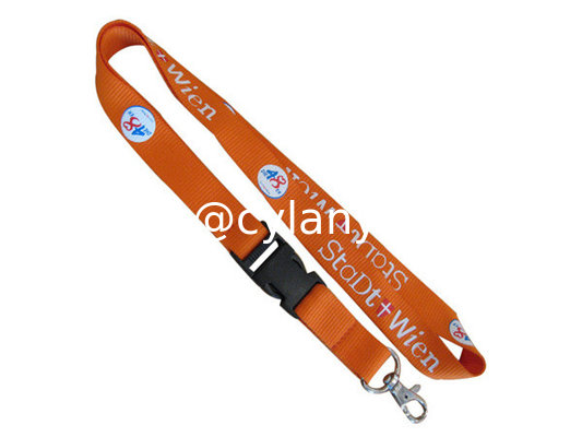 polyester neck strap with plastic detachable buckle, polyester quick release neck lanyards supplier