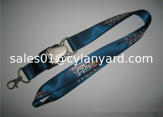 polyester neck strap with plastic detachable buckle, polyester quick release neck lanyards supplier