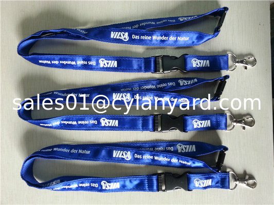 Premium quality satin ribbon layered id badge lanyards with metal detachable buckle, supplier