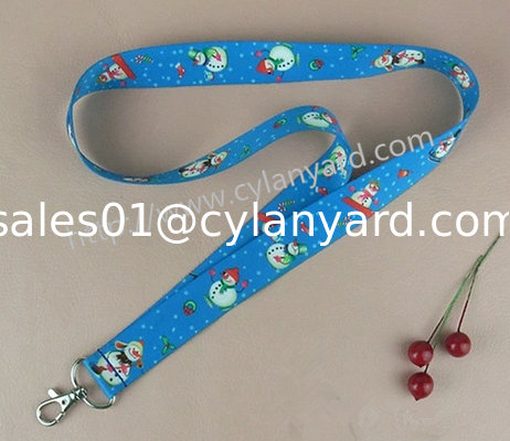 Snowman design printing smart phone lanyards, wholesale Christmas designer neck lanyards, supplier