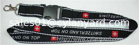 Satin applique polyester lanyard, custom printed satin overlay lanyards from China factory supplier