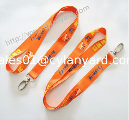 Flat polyester full color print badge lanyard with retractable reel, full color id lanyard supplier