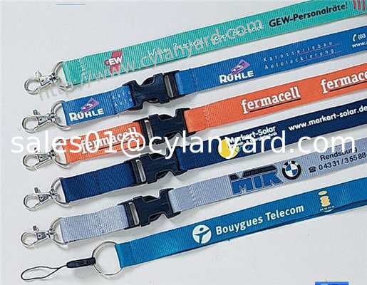 Cheap simple logo neck lanyard with key ring, polyester key holder lanyards discount price supplier