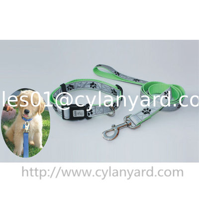 Imprinted polyester lanyard dog collar and dog leash gift set, screen printed logo,cheap, supplier