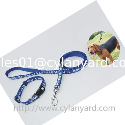 Quality printed applique polyester dog collar and leash set for pet products, great value supplier