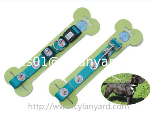 Stylish full color print polyester webbing dog collar and lead set heavy duty clasp hook, supplier