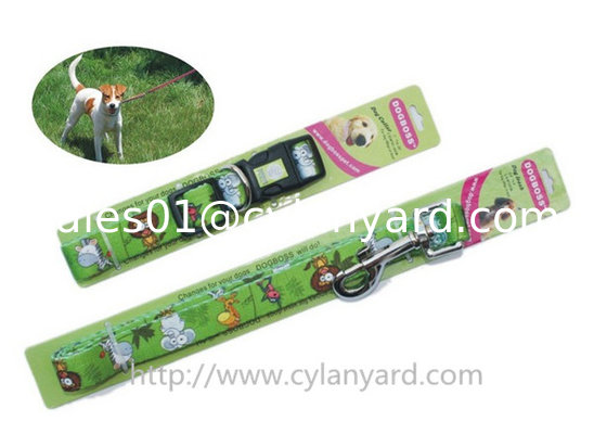 Stylish full color print polyester webbing dog collar and lead set heavy duty clasp hook, supplier