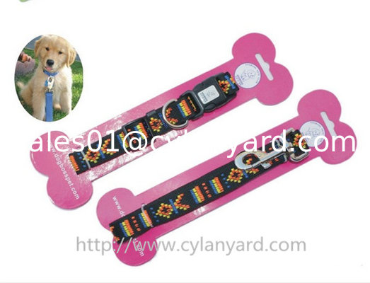 Woven logo polyester lanyard dog leash and collar gift set with heavy duty clasp hook, supplier