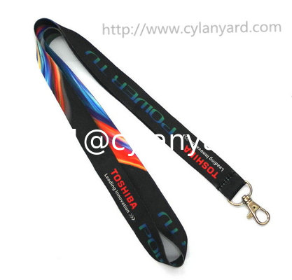 Heat transfer full color printing neck strap lanyard with metal hook,China lanyard factory supplier
