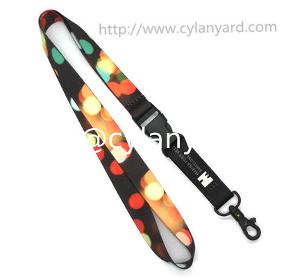 CMYK full color print polyester neck lanyard with ABS plastic buckle and metal clasp hook, supplier