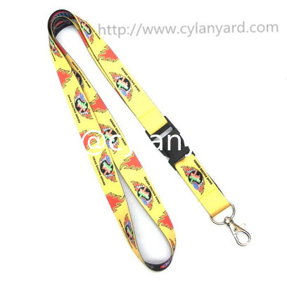 CMYK full color print polyester neck lanyard with ABS plastic buckle and metal clasp hook, supplier