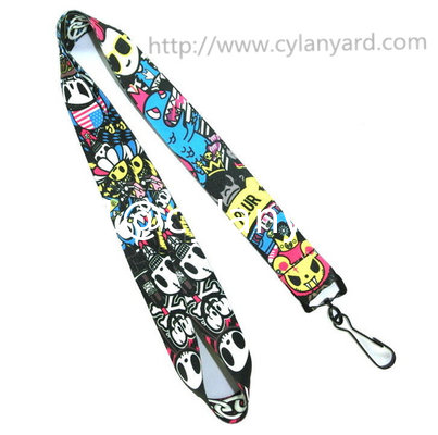 Cheap wholesale full color lanyards with metal swivel J hook, polyester full color lanyard supplier