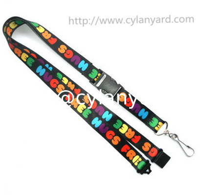 Designer full color lanyards with metal J hook, flat polyester neck lanyards supplier
