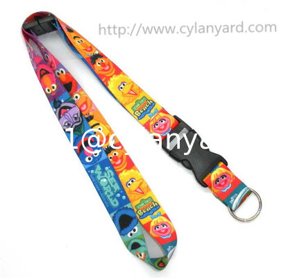 Cheap simple full color print neck lanyards with ABS detachable buckle and metal dog hook, supplier