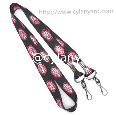 Double end J hook id card badge holder lanyard, full color lanyard with J hook each end supplier