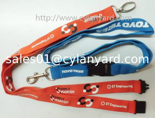 Printed logo polyester neck lanyard with ABS side release, branding id badge lanyards, supplier
