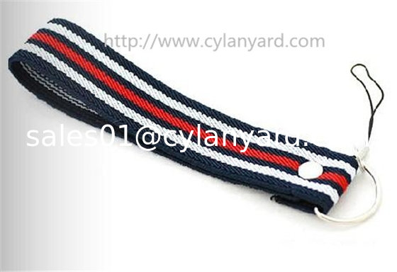 Woven wrist strap mobile phone holder lanyard, wrist lanyard with rivet for phone holder, supplier