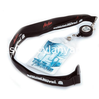 Tubular polyester id lanyard with retractable pull reel, office badge lanyards, supplier