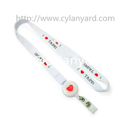 Tubular polyester id lanyard with retractable pull reel, office badge lanyards, supplier