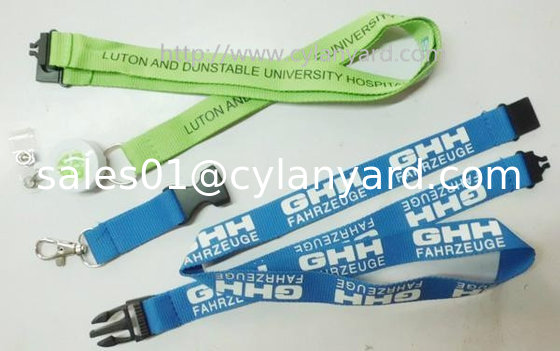 Tubular polyester id lanyard with retractable pull reel, office badge lanyards, supplier