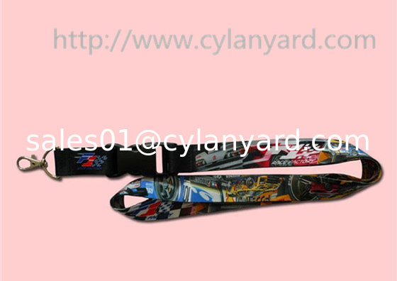 Colorful print promotional neck strap ribbon with card clip and detachable buckles supplier