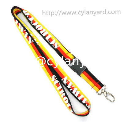 Bespoke printed polyester lanyard ribbon with ABS release buckle and breakaway buckle, supplier