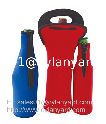 Cheap single Neoprene wine bottle cooler hand bag, neoprene bottle cooler, supplier